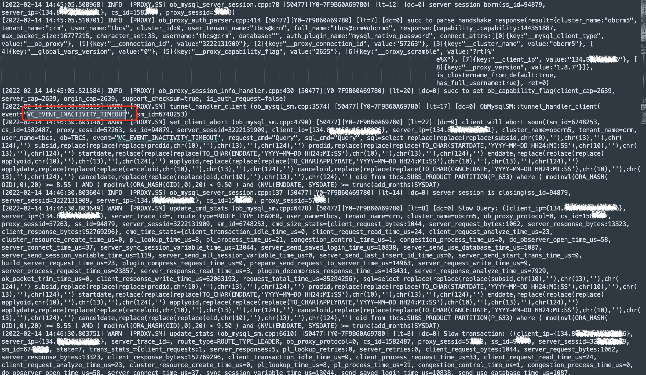 ODP 断连报错 VC_EVENT_INACTIVITY_TIMEOUT-OceanBase数据库使用指南